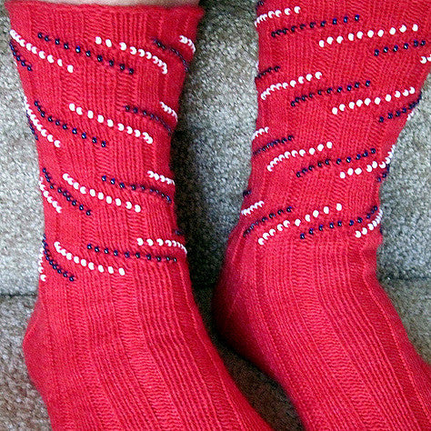 Patriotic Bead Striped Socks Knitting Pattern - Heartstrings Fiberarts ...
